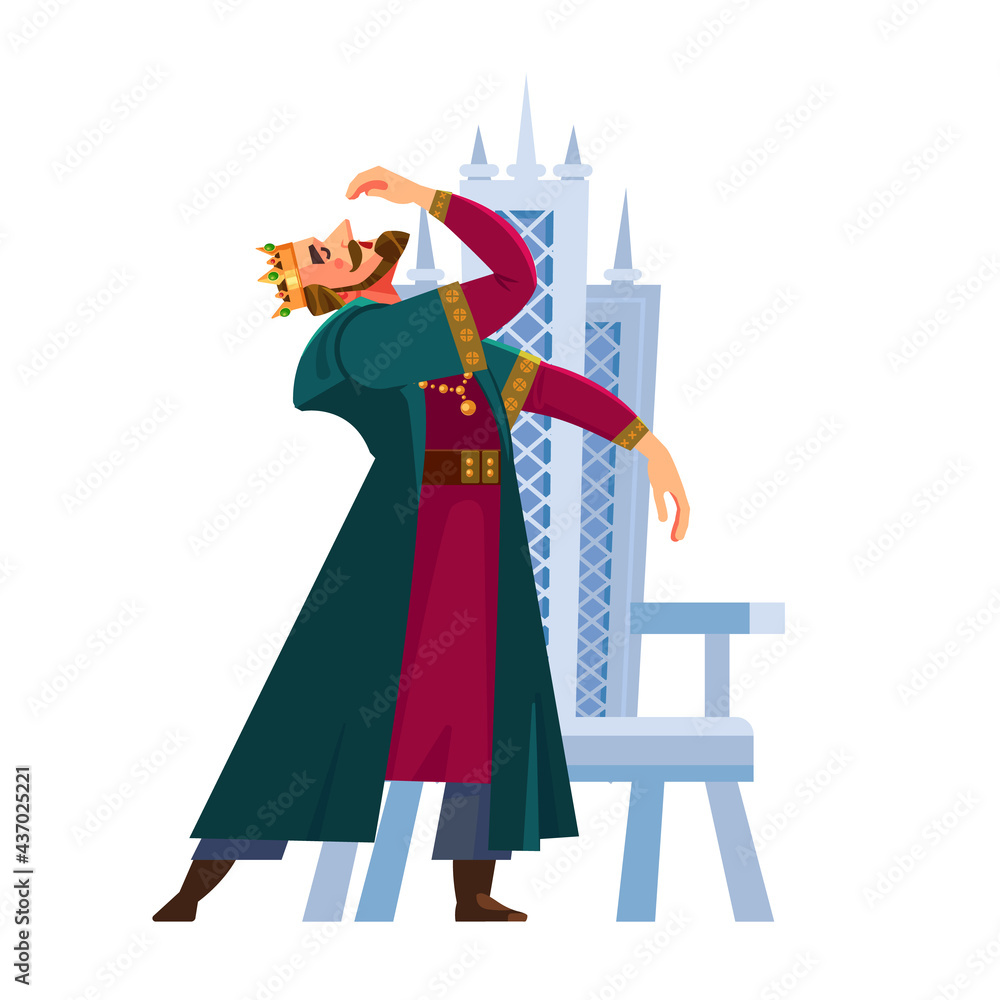 Upset king the character is standing near the throne. Puzzled, Worried ...