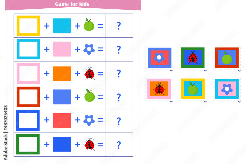 Logic game for children. Fold the elements and choose the answer from ...