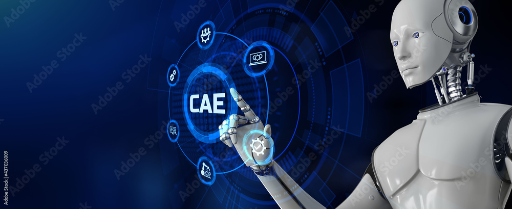 CAE Computer-aided engineering software system. technology concept ...