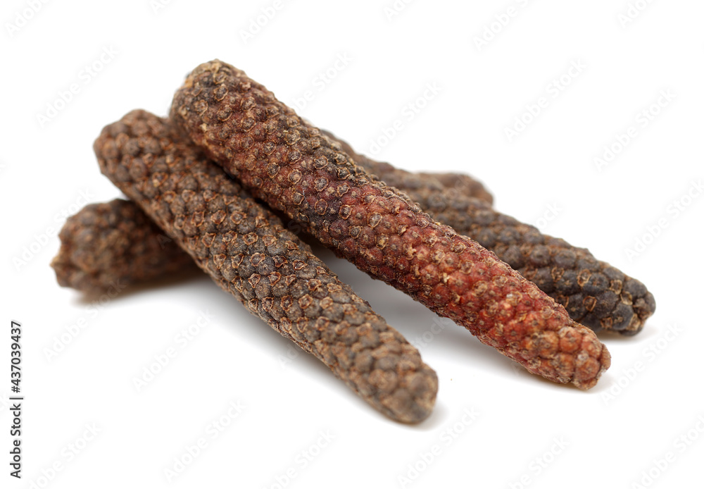 Dried long pepper, piper longum isolated on white background Stock ...