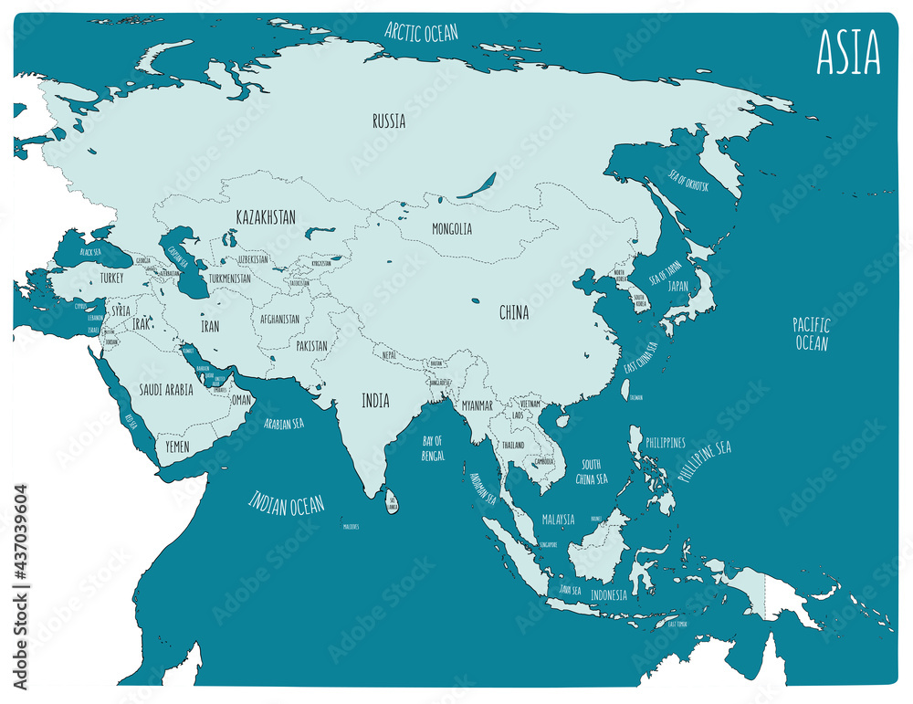 Colorful vector map of Oceania. Cartoon style Stock Vector | Adobe Stock
