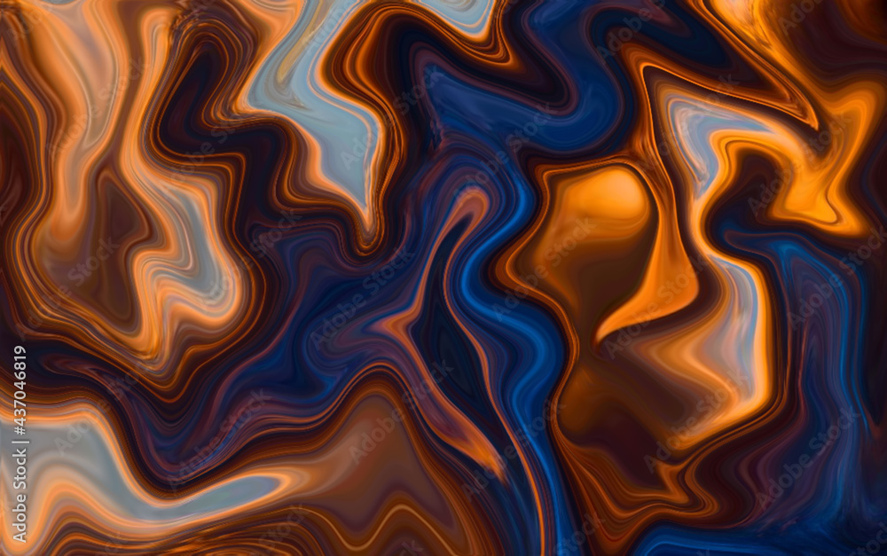 Liquid dynamic gradient waves. Digital blurred background with ...