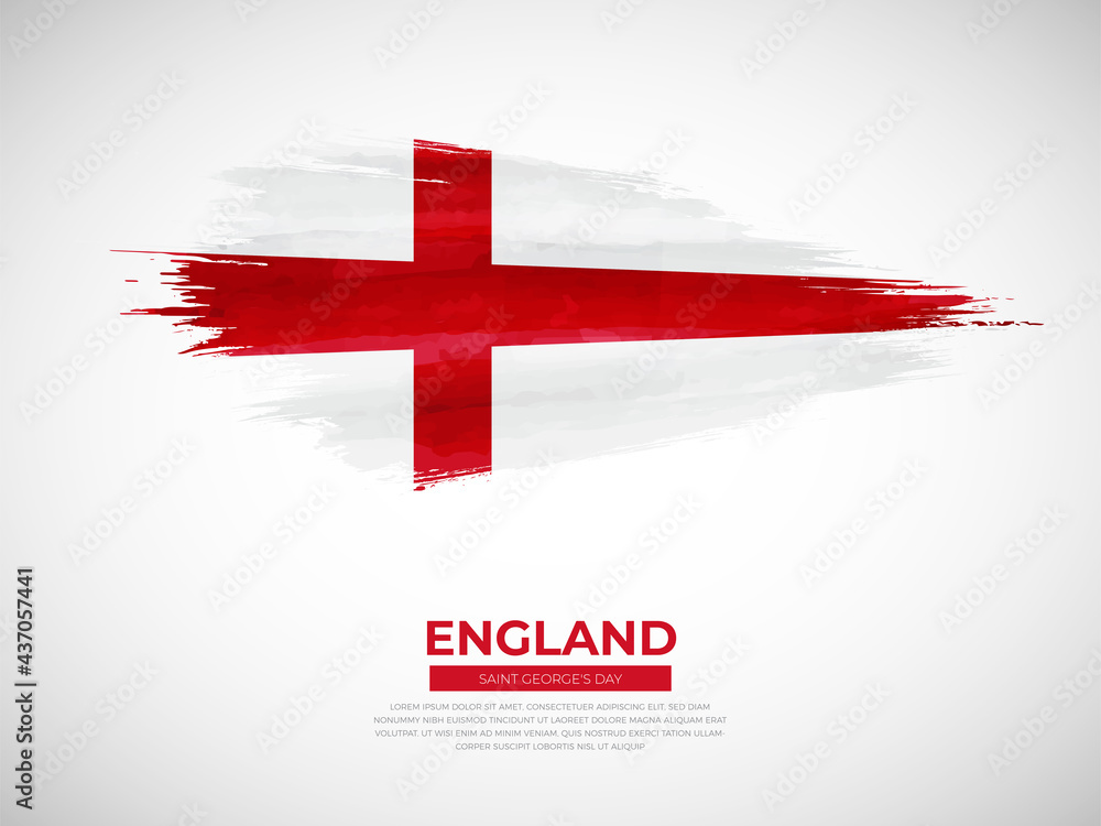 Grunge style brush painted England country flag illustration with saint ...