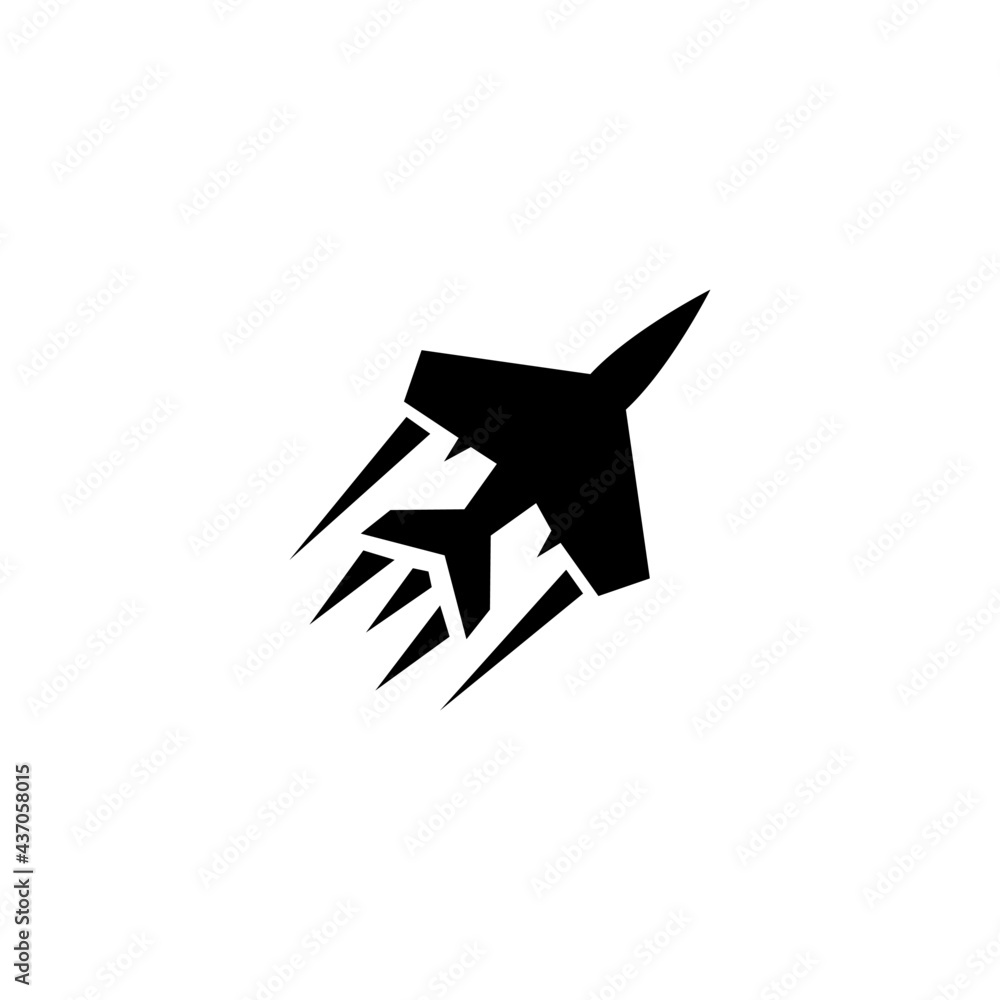 Flying Fighter Jet, Military Aircraft. Flat Vector Icon illustration ...