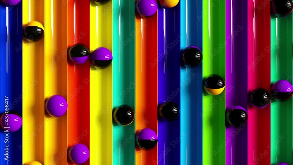 Bright colorful background with rolling balls along the paths ...