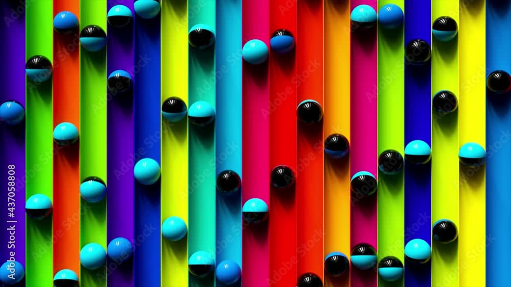 Bright colorful background with rolling balls along the paths ...