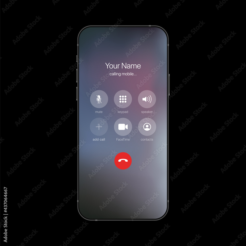 Calling Screen Interface. Mobile Call on Smartphone Template. Vector ...