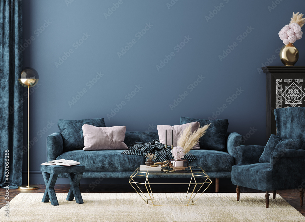 Home mockup, modern interior background, 3d render Stock Illustration ...