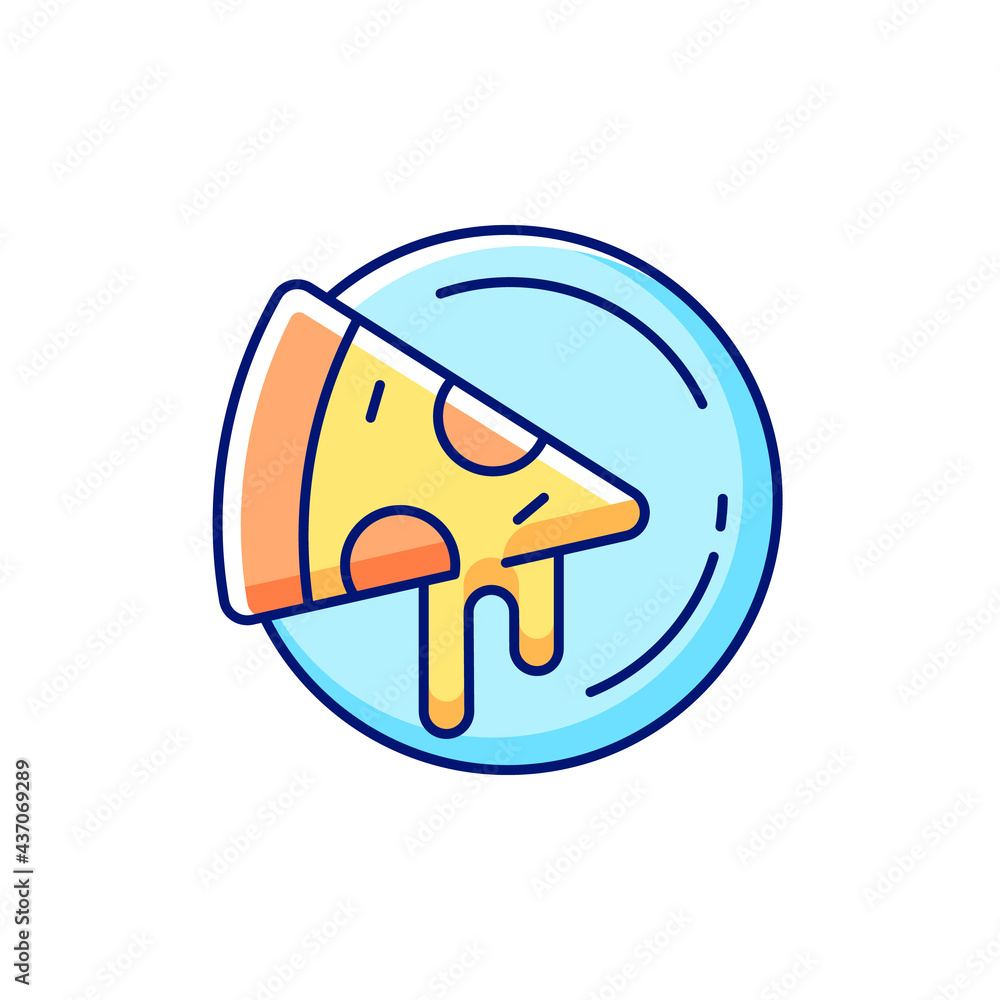Pizza plates RGB color icon. Isolated vector illustration. Big round ...