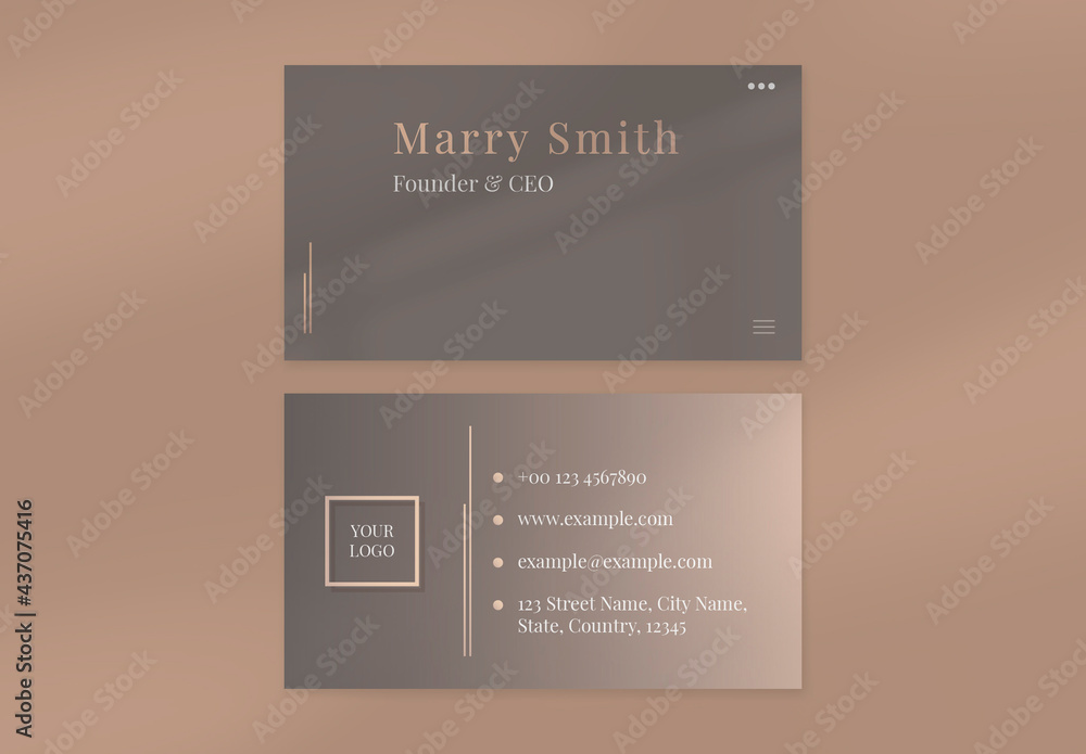 Name Card Layout for Beauty Brand Stock Template | Adobe Stock