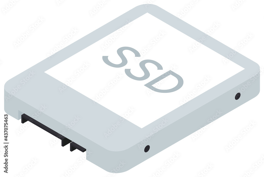 SSD isometric icon, Solid State Drive storage device. Information and ...