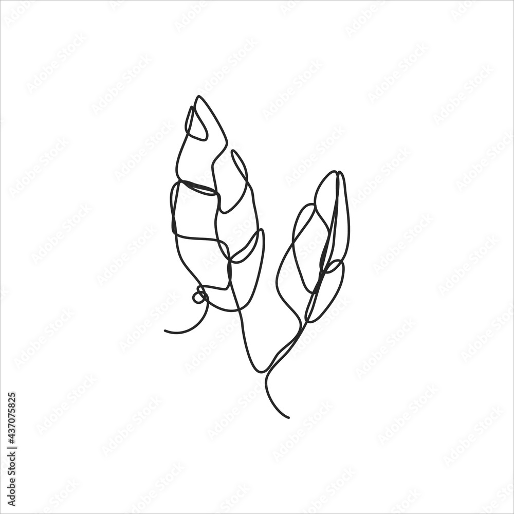 one line drawing of tree leaves . continuous line art Stock Vector ...