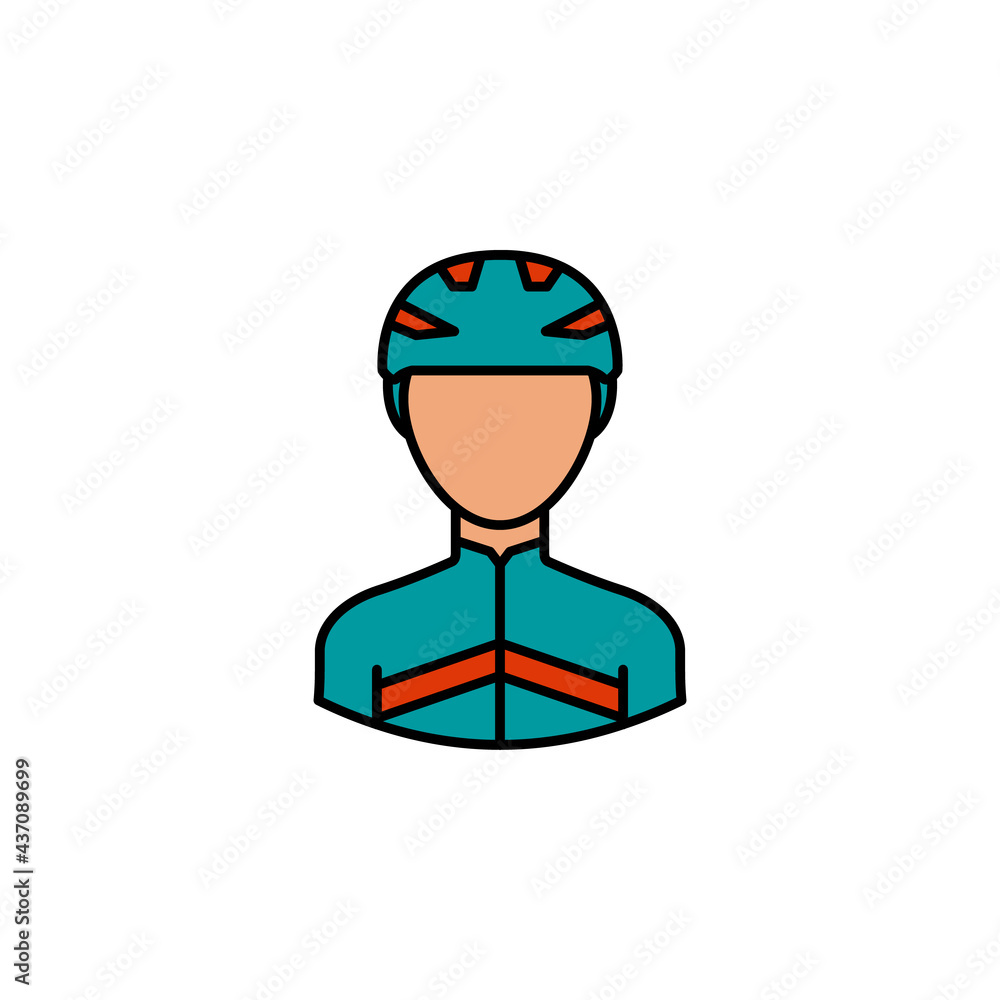 avatar cyclist outline colored icon. Signs and symbols can be used for ...