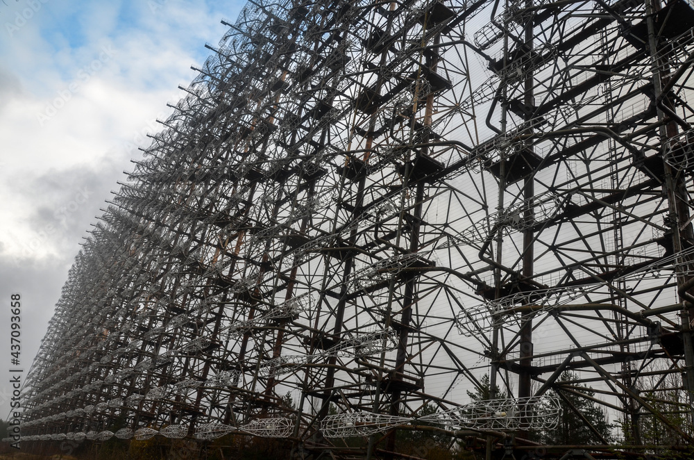 Former military huge duga radar complex near Pripyat in the Chernobyl ...