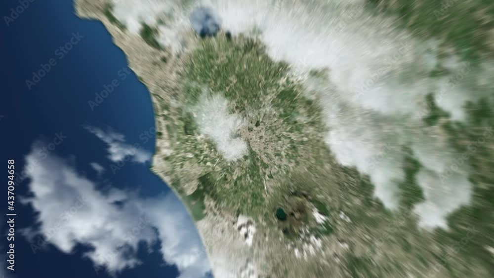 Earth zoom in from outer space to city. Zooming on Rome, Italy. The ...