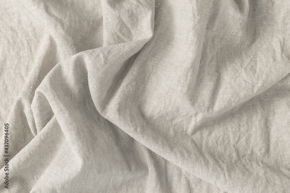 Creased light grey color natural linen fabric as background Stock Photo ...