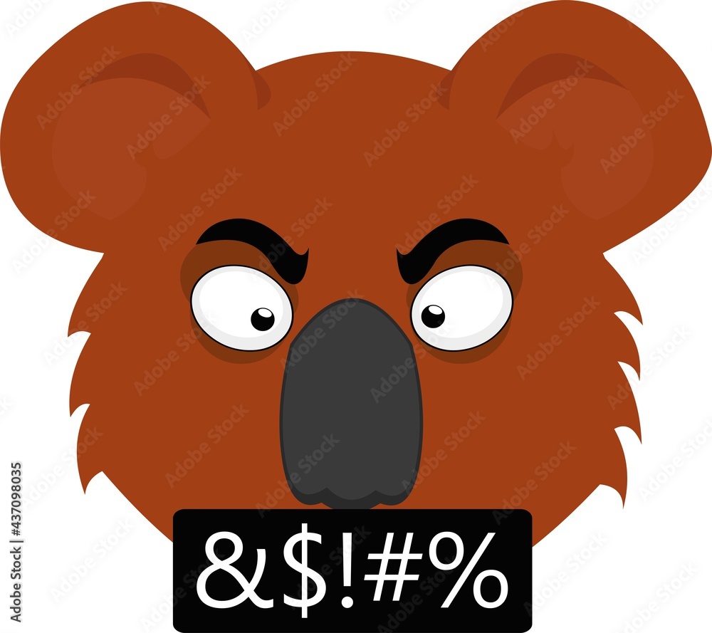 Vector emoticon illustration of the face of an angry and insulting ...