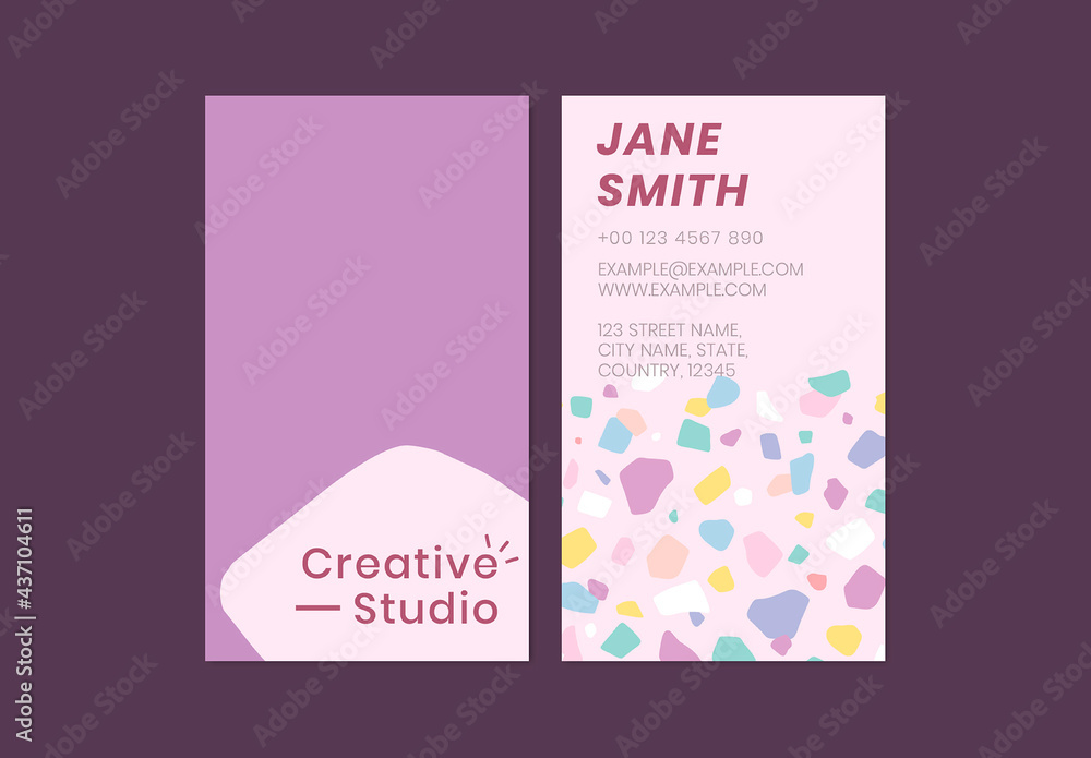 Editable Name Card Layout in Memphis Style Pattern Stock Template ...