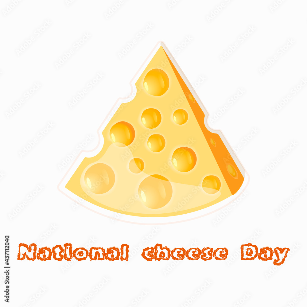 National Cheese Day vector. Cartoon cheese icon on a white background ...