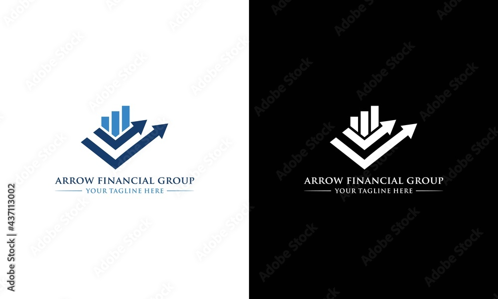 Arrow and financial logo design flat minimalist. Stock Vector | Adobe Stock