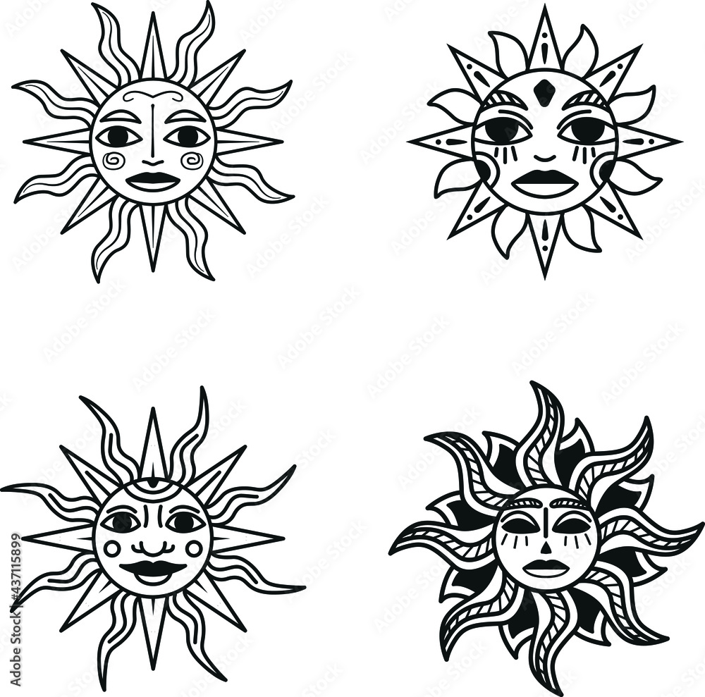 Antique sun symbol with face, vintage heraldic emblem. Sun of May, Inca ...