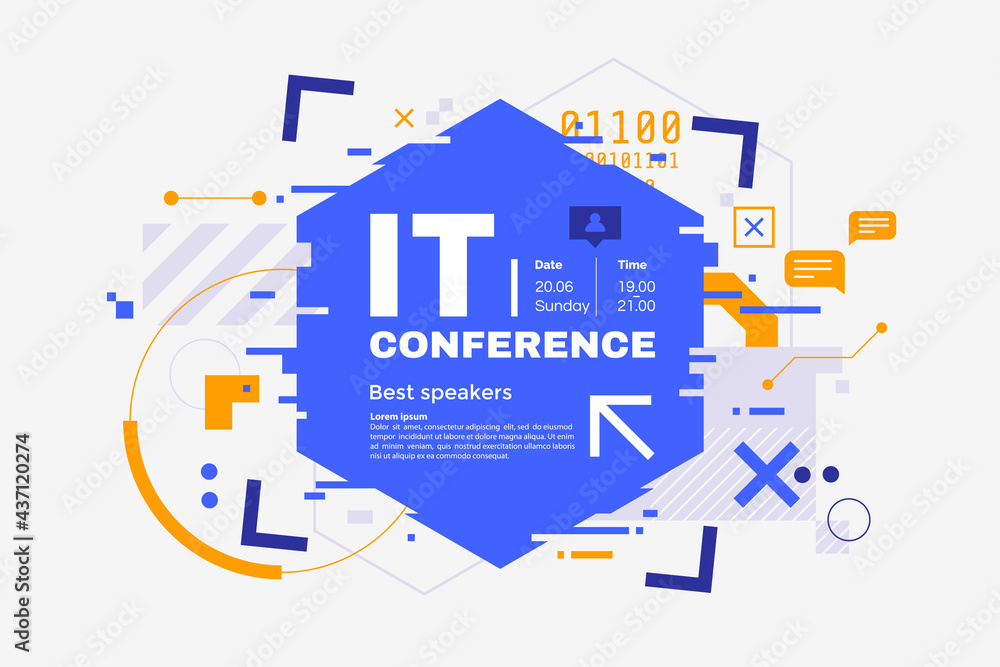 Invitation banner to the information technology conference. IT webinar ...