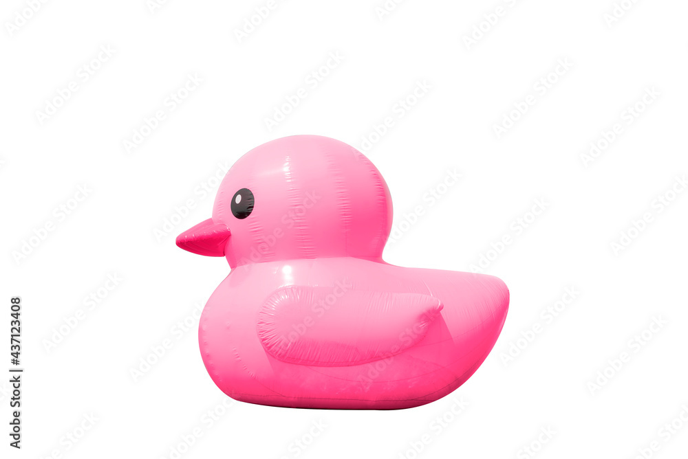 Cute Giant inflatable Pink Duck. Trendy summer concept. Pool float ...