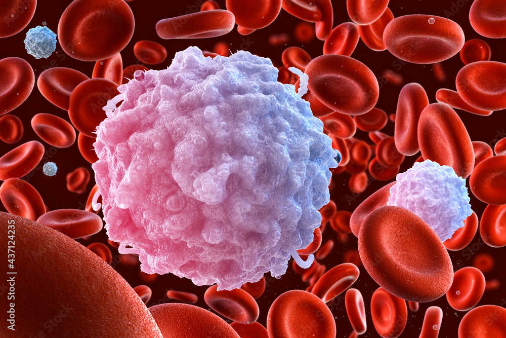 Plakat White WBC and red blood cells in human vein, artery bloodstream ...