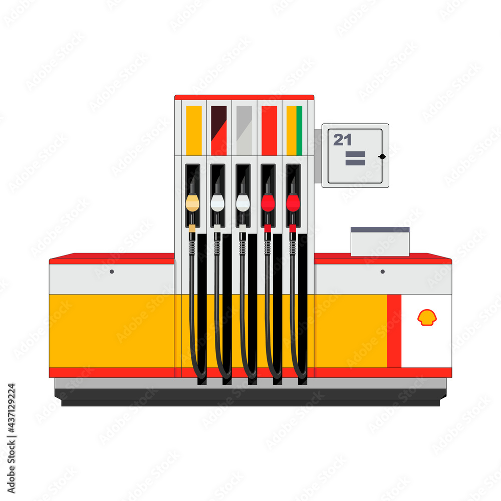 Isolated vector drawing of a modern filling station on the white ...
