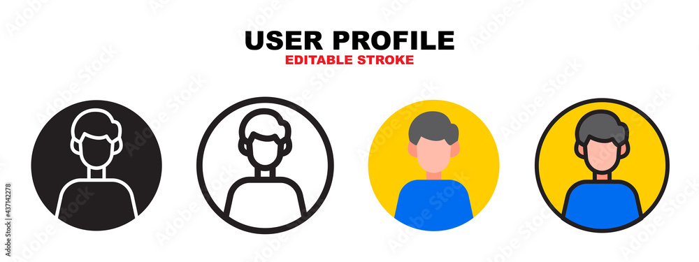 User Profile icon set with different styles. Colored vector icons ...