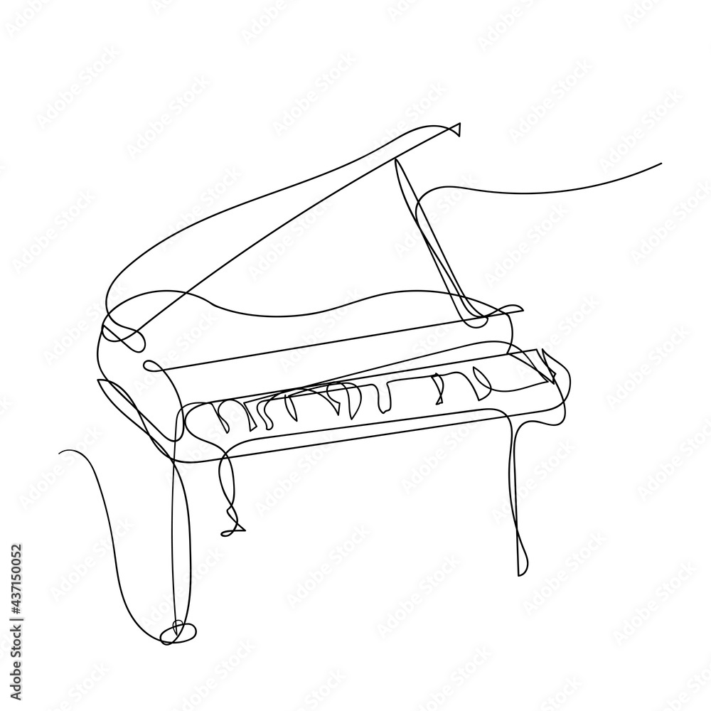 Vector piano line art style for -poster, banner, postcard or flyer ...