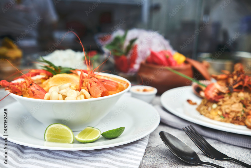 Peruvian food: called "Arroz chaufa" with seafood and "Chupe de ...