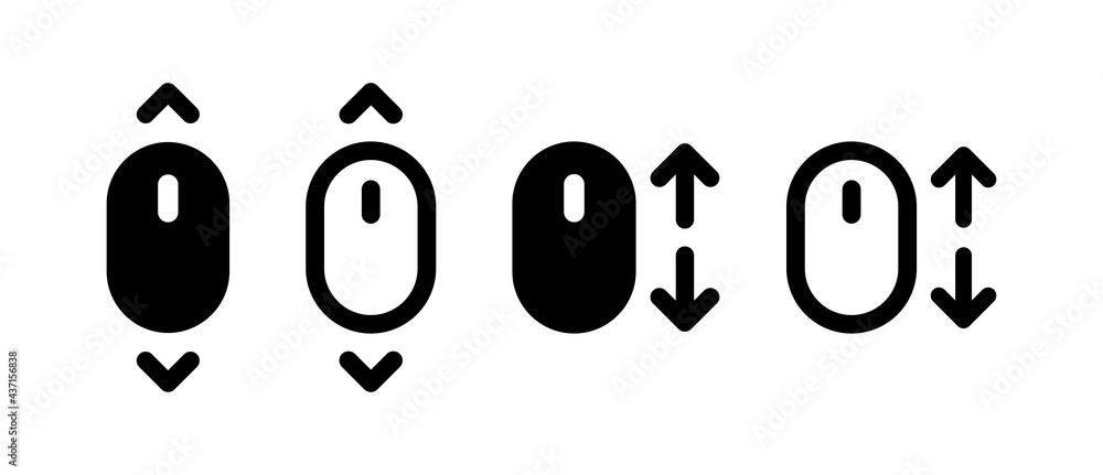 Scroll down and up icon. Vector scrolling mouse symbol isolated on ...