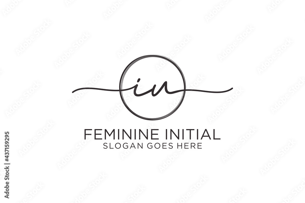 Initial IU handwriting logo with circle template vector logo of initial ...