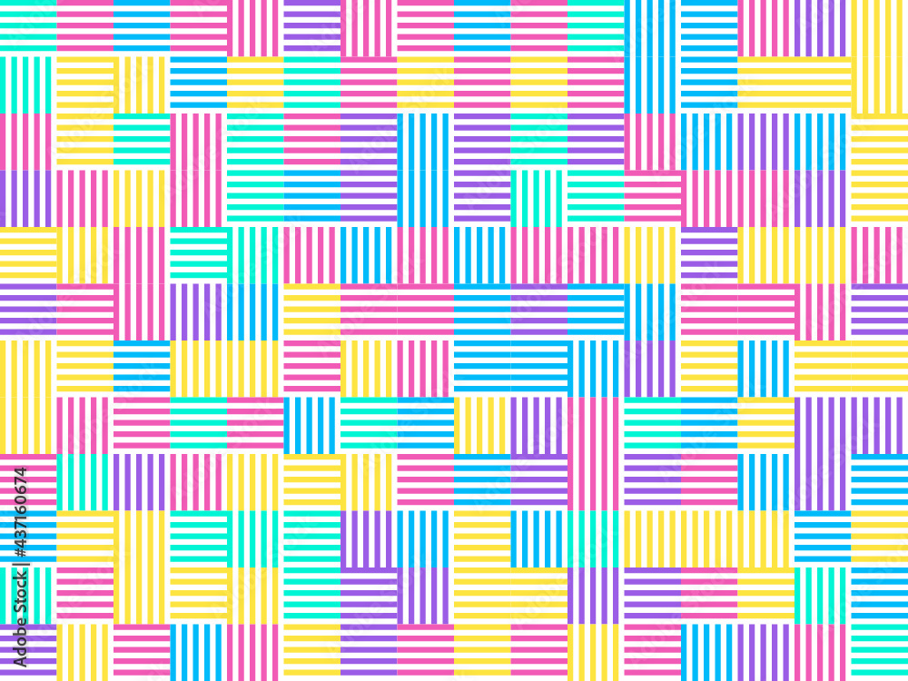 Patrón de cuadrados formados por rayas paralelas en colores vivos ...