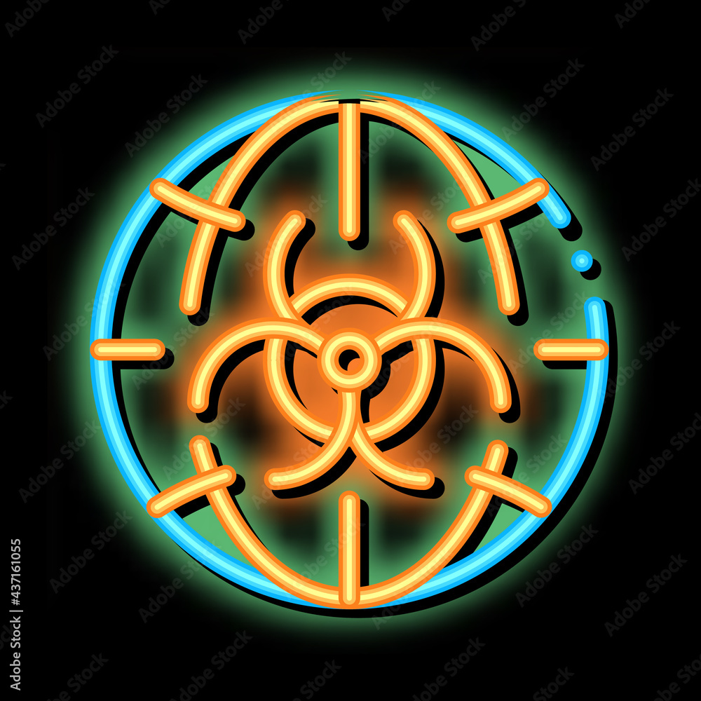 Biohazard Symbol Problem neon light sign vector. Glowing bright icon ...
