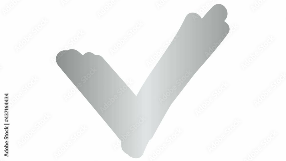 Animated silver icon of check mark drawn with marker. Hand drawn symbol ...