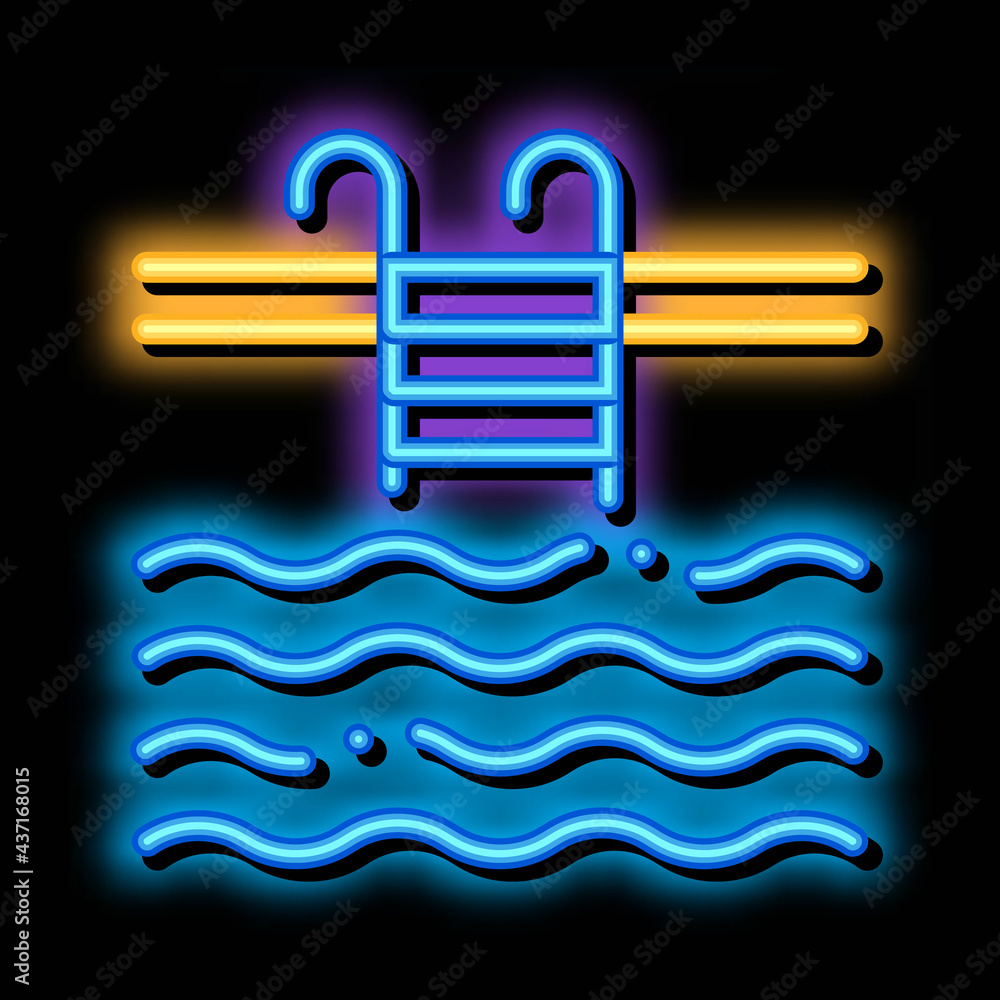 Water Swimming Pool neon light sign vector. Glowing bright icon ...
