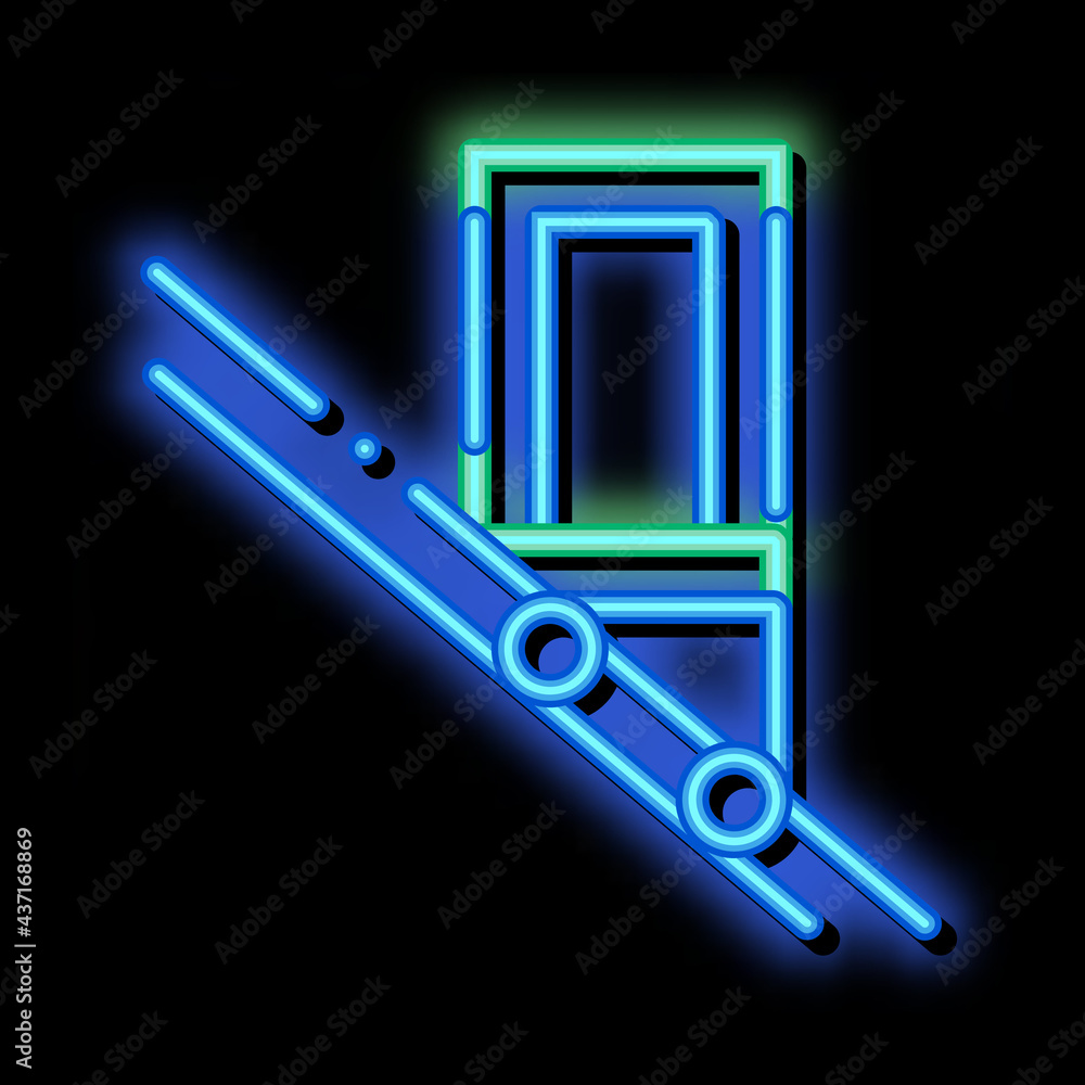 Public Transport Inclined Elevator neon light sign vector. Glowing ...