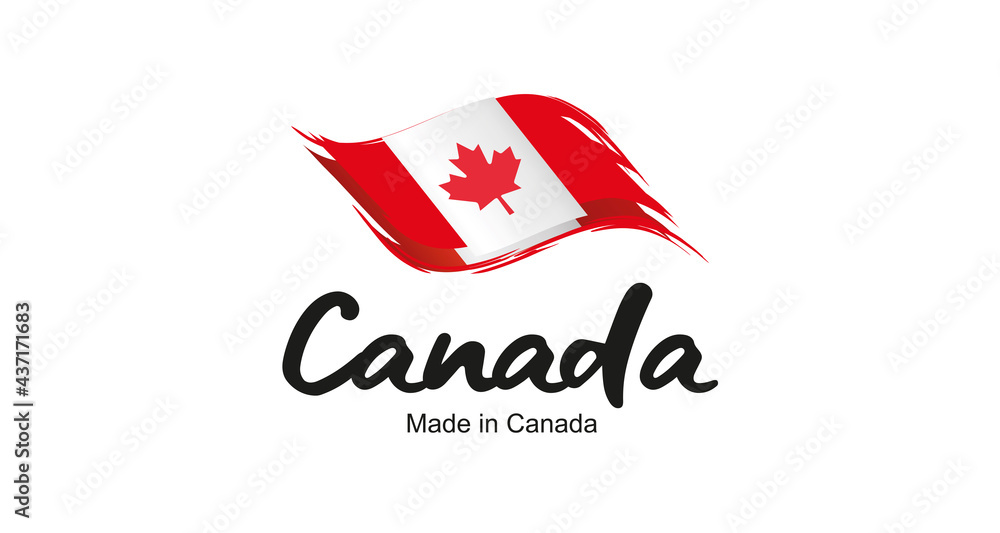 Made in Canada handwritten flag ribbon typography lettering logo label ...