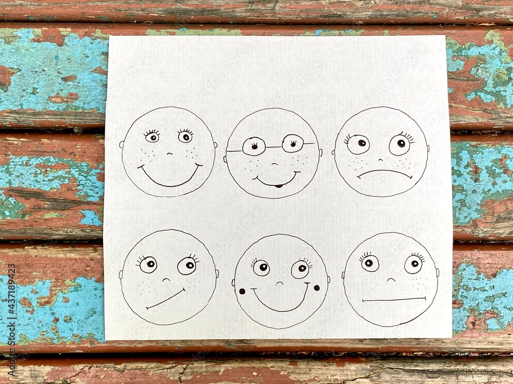 Painted faces with different facial expressions and emotions, kids DIY ...