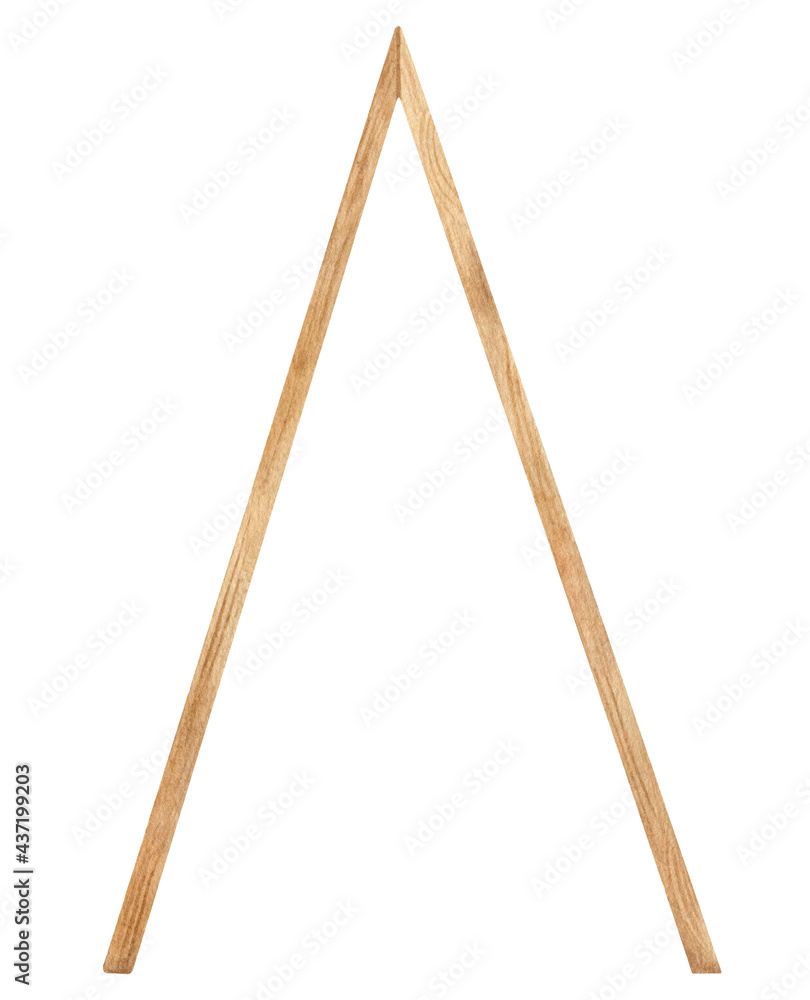 Watercolor wooden triangle arch. Hand drawn wedding arch with wood ...