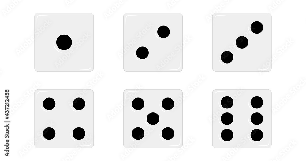 Set of Dice icon. Traditional die with six faces 1 to 6. Vector ...