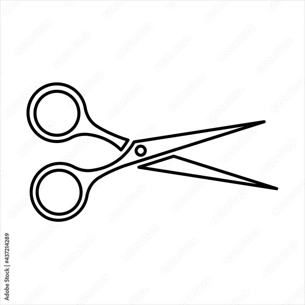 Scissor, trim or cut black line icon. Element on white background ...