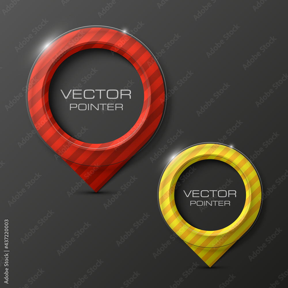 Index location on the map. Pointer position. Marker standing. Indicator ...