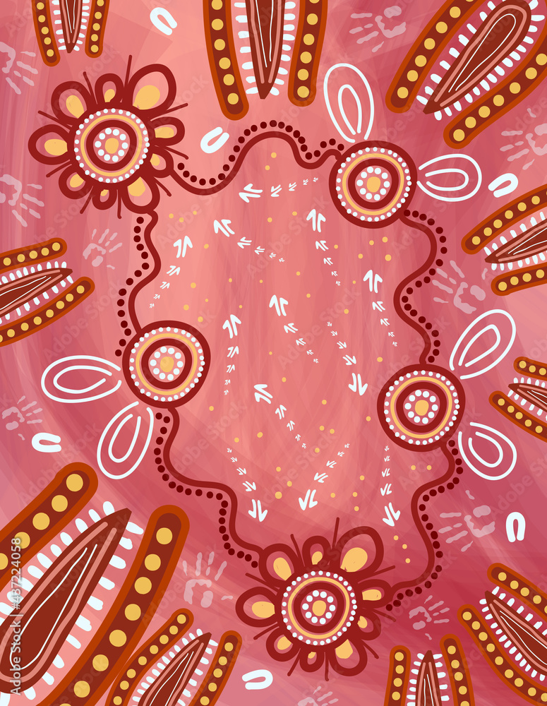 Pink aboriginal style of artwork Stock Vector | Adobe Stock