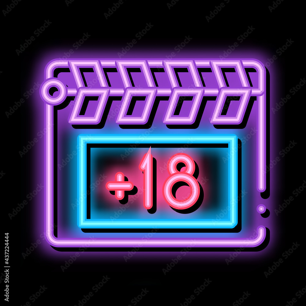 Clapper Board neon light sign vector. Glowing bright icon Clapper Board ...