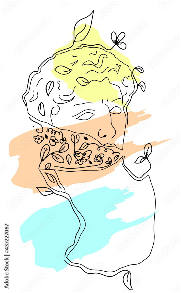 David face of Michelangelos sculpture the biblical hero David. Half of ...