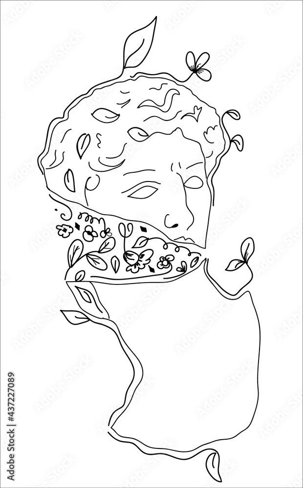 David face of Michelangelos sculpture the biblical hero David. Half of ...