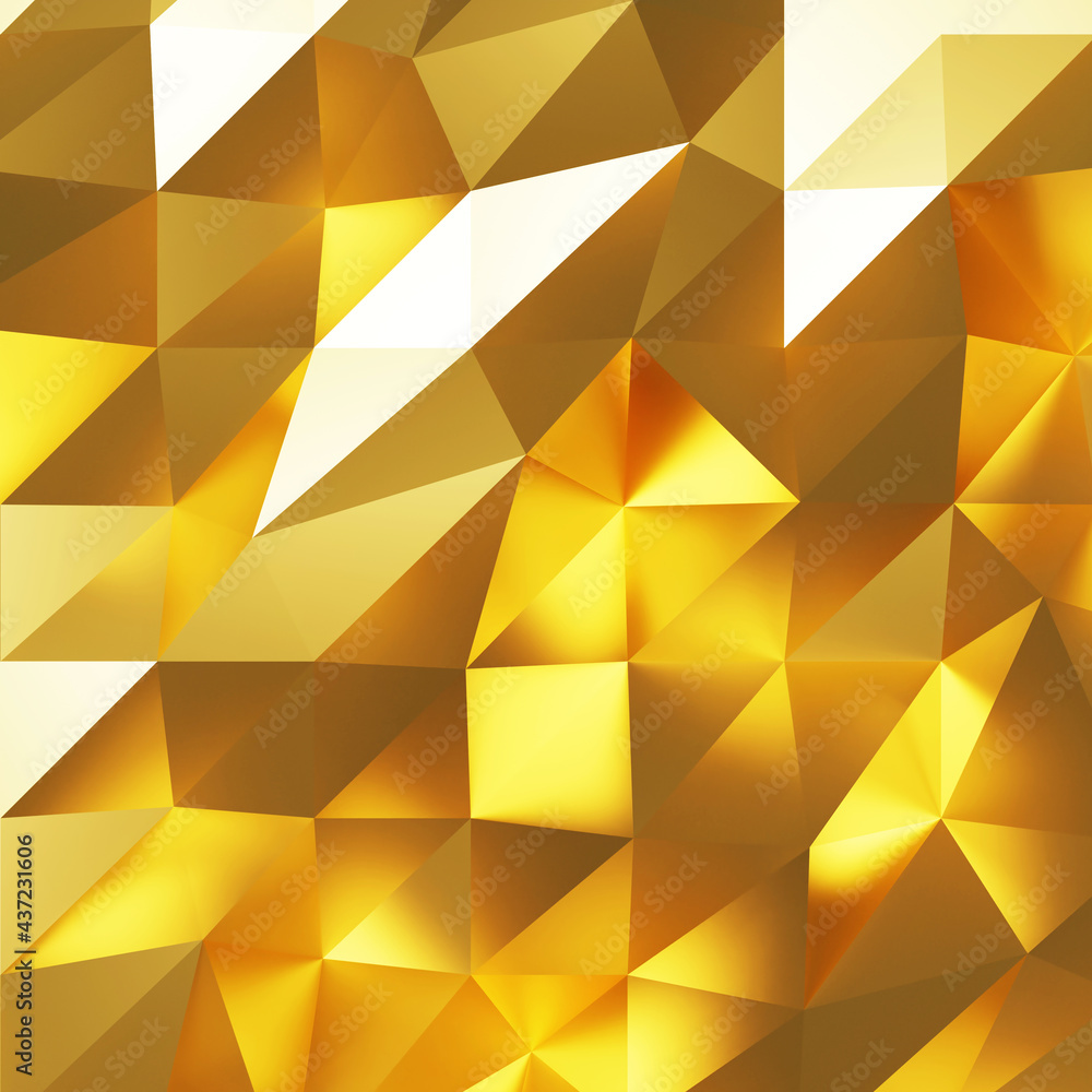 Gold polygon background 3d rendering, 3d illustration. Abstract triangle background. Gold ...